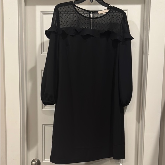LOFT | Dresses | Loft Black Sheath Dress With Bishop Sleeves And Crew ...